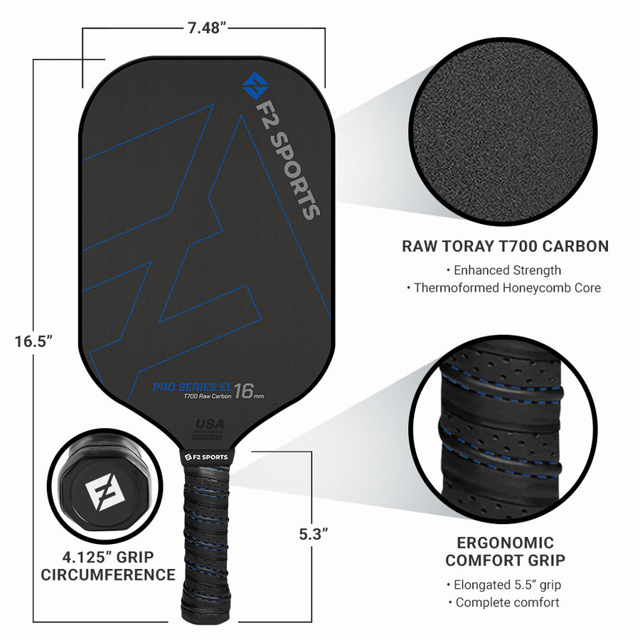 Edgeless Toray T700 Carbon Pickleball Paddle-14mm& 16mm